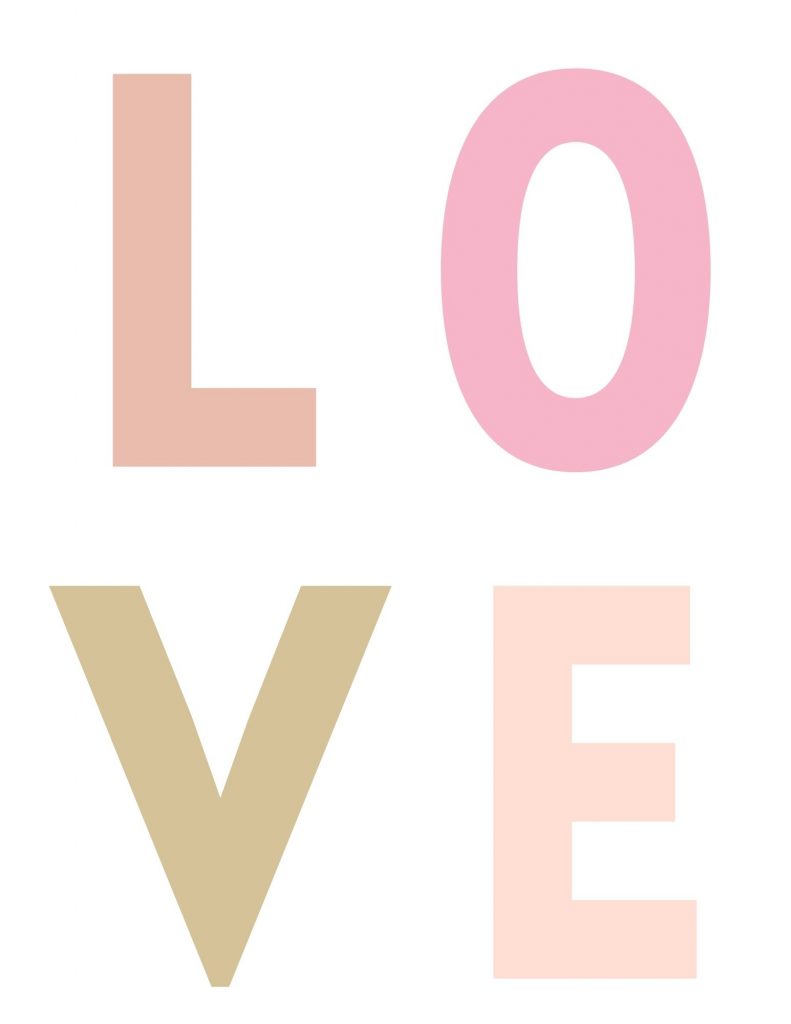 Free Pink + Gold 'Love' Printable Art For Valentine's day - Kari Skelton